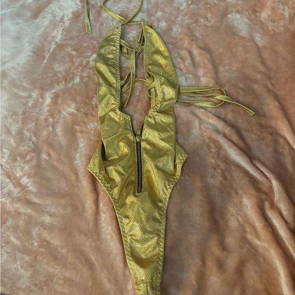Swim | Gold Metallic Onepiece Swimsuit | Poshmark